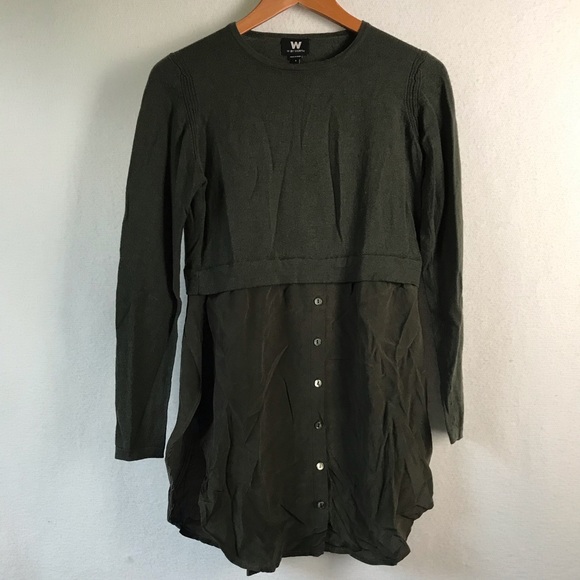 W by Worth | Tops | W By Worth Wool And Silk Green Layered Looking ...